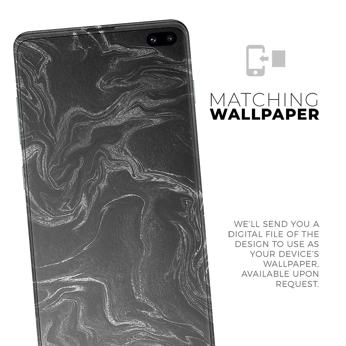 DesignSkinz Black & Silver Marble Swirl V4 Protective Vinyl Decal Wrap Skin Cover Compatible with The Samsung Galaxy S20 (Screen Trim & Back Glass Skin)