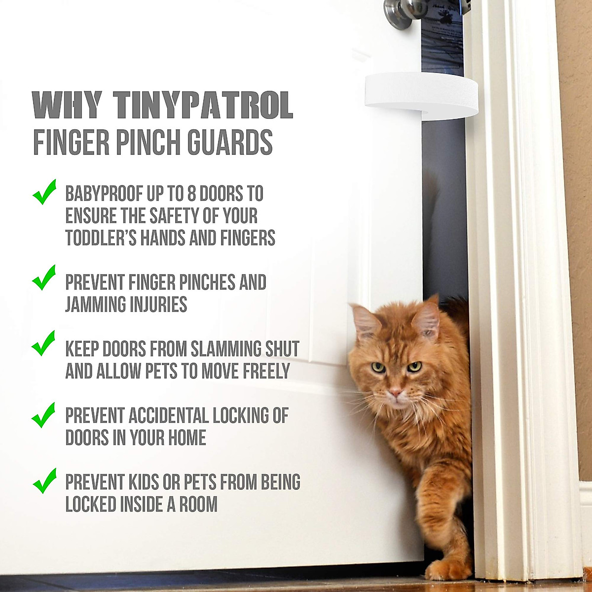 Tiny Patrol 8 Pack Baby Safety Door Stopper Baby Proofing Pet Child Safety Door C Shape Soft Eva Foam Finger Pinch Guard Fits Any Door Safer Home