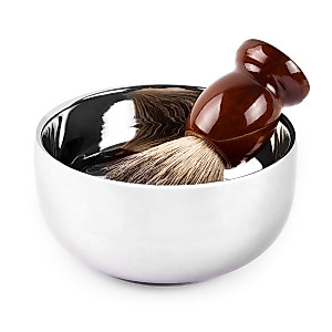 QSHAVE Stainless Steel Shaving Bowl with Lid 4 Inch Diameter Large Deep Size Chrome Plated Shinning Finish