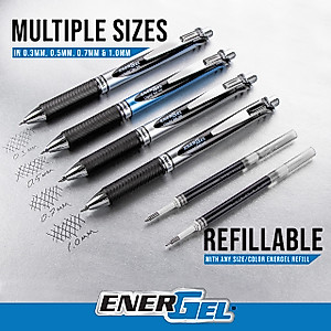 Pentel® EnerGel® Deluxe RTX Gel Pens, Medium Point, 0.7 mm, Assorted Barrels, Violet Ink, Pack Of 3