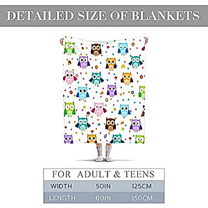 Owl Blanket, Soft Warm Fuzzy Fleece Plush Blanket 60''x50'', Smooth Cozy Flannel Throw Blanket for Bed/Couch/Office/Camping