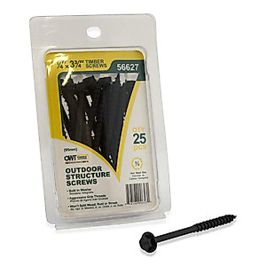 Ozco Building Products 56627 1/4-inch by 3-3/4-inch OWT Timber Screws, (25 per Pack)