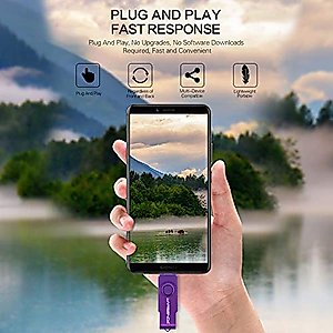 Wansenda 3 in 1 USB 3.0 Flash Drive 256GB, Type-C Type-A & Micro USB Thumb Drive, Photo Memory Stick for Android Devices/PC/Tablet/Mac (256GB, Purple)