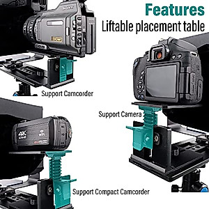 ILOKNZI 15 inch Liftable Teleprompter for All Tablets (12.9-inch Tablet), Remote Control and teleprompter app, 70/30 Beam Splitter Glass, Aluminum Body and a Packbag, Make Videos/Speech