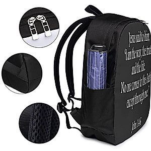 Jesus The Way Truth Life John 146 Christian Bible 17 in Laptop Backpack with USB Charging&Headphone Port Travel Business Bag