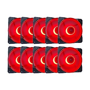 APEVIA CO1012L-RD Cosmos 120mm Red LED Ultra Silent Case Fan w/ 16 LEDs & Anti-Vibration Rubber Pads (10 Pk)