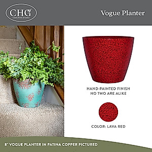 Classic Home and Garden Vogue Planter Pots w/Pottery Quality Finish - Modern Indoor & Outdoor Flower Pots - UV-Resistant Porch Planters - Decorative Pot for Flowers & Herbs (8” Lava Red)