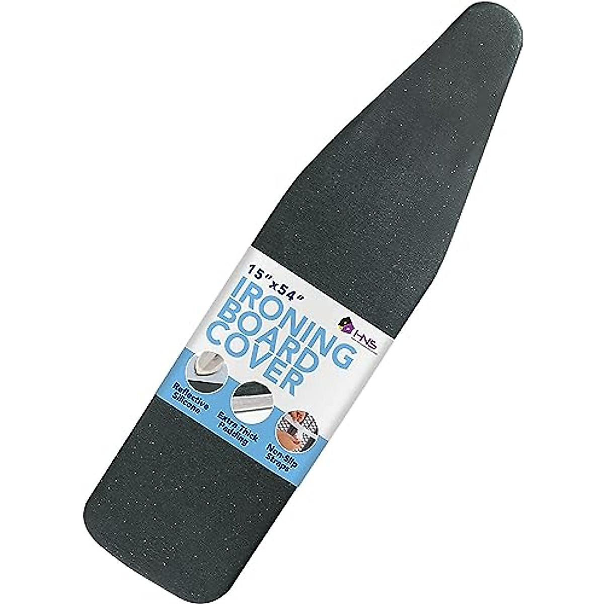 HOLDN’ STORAGE Ironing Board Cover and Pad - Iron Board Cover with Padding 15" x 54" - Iron Board Cover Large Fits All Standard Sizes - Heat Reflective Iron Pad for Table Top. Charchoal.