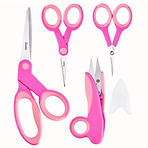 Zicolu Premium Sewing Scissors Bundle, 8" Heavy Duty Fabric Scissors, 5" Detail Embroidery Scissors, 4" Small Selvedge Scissors, 5" Thread Snips, Tailoring, Dressmaking, Quilting, Arts&Craft Supplies