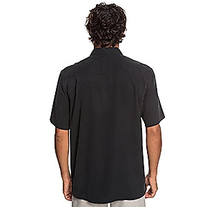 Quiksilver Waterman Men's Tahiti Palms 4 Button Up Floral Collared Shirt, Black, XL