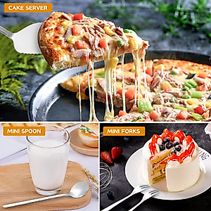 Mother's taste BB Cheese Knife Set 25 PCS Stainless Steel Butter Spreader Knives with Handle Mini Spoons Spatulas Forks Sugar Tongs Blades for Festival Wedding Birthday Christmas Party