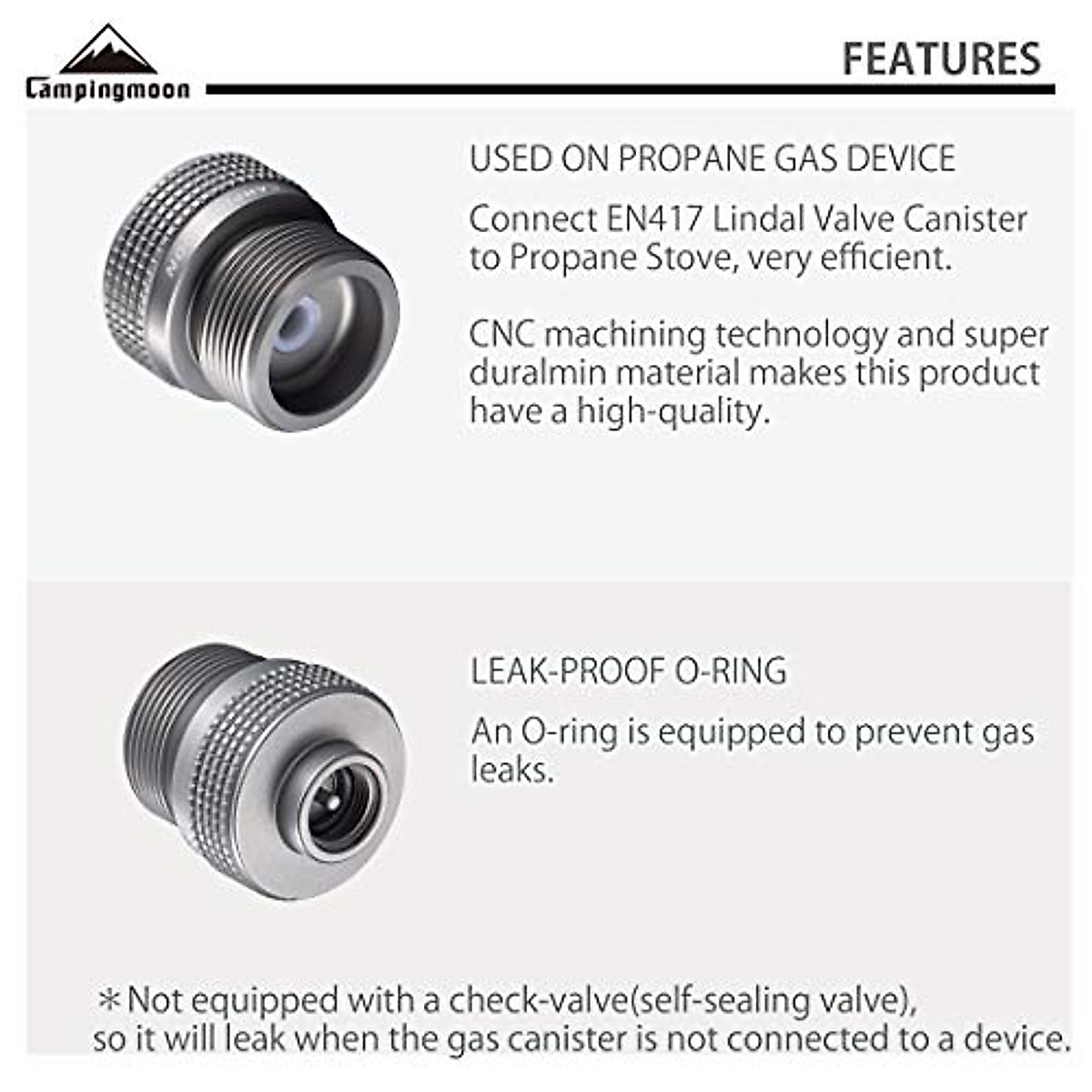 CAMPINGMOON Camping Grill Propane Gas Stove Adapter, Input: EN417 Lindal Valve Canister, Output: Propane Gas Stove Z20
