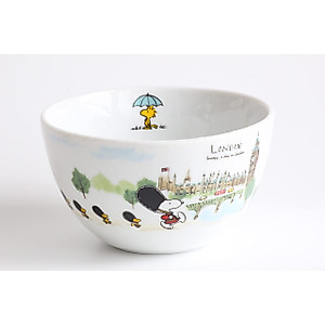 シミズ陶業(Shimizutougyou) London Paris Snoopy Bowl, Set of 2