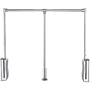 Pull Down Closet Rod Wardrobe Lift Heavy Duty Pull Down Closet Rod For Hanging Clothes Wardrobe Lift Rail, Aluminum Adjustable Width 51-120cm， Cabinet Rail Lifter Hanger Organizer Storage System ( Col