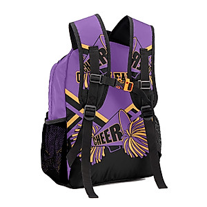 BigBigift Customized Cheerleader Purple Waterproof Backpack with Name for Hiking Camping Picnic 12.2(L)x5.9(W)x16.5(H)inch