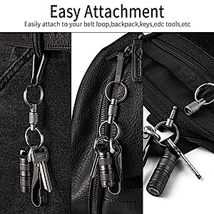 FEGVE Titanium Quick Release Swivel Keychain, Pull Apart Detachable Keychain Heavy Duty Car Key Holder with 4 Stainless Steel Key Rings