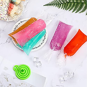 400 Pieces Ice Pop Bags Ice Lolly Bags Disposable Ice Cream Mold Bags Plastic Ice Candy Bags with Silicone Funnel for Making Ice Cream Yogurt Candy Freeze 3 x 10 Inch (400 Pieces,3 x 10 Inch)