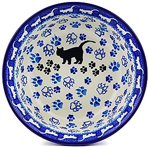 Polish Pottery Bowl 6-inch made by Ceramika Artystyczna (Boo Boo Kitty Paws Theme)