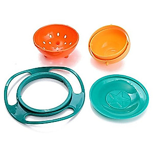 Song Qing Magic Gyro Bowl 360 Degree Rotate Spill-Proof Bowls with Lid Plastic Creative Dishes Practice Feeding Bowls