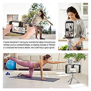 NEEWER Smartphone Video Rig, Phone Video Stabilizer Grip Vlogging Cage with Cold Shoe Tripod Mount, Phone Rig for Videomaker Film Maker Video grapher Compatible with iPhone Samsung and More, A104