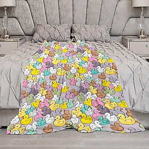 Colorful Baby Ducks Throw Blanket, Ultra Soft Microplush Bed Blanket, All Season Microfiber Fleece Throw for Bed Chair Sofa Couch Bedroom 60"X50"