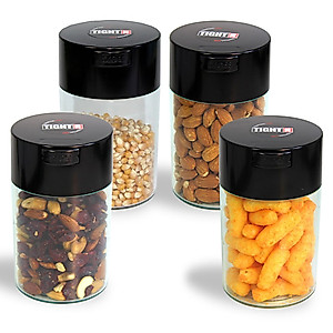 Tightvac - 1 oz to 6 ounce Airtight Multi-Use Vacuum Seal Portable Storage Container for Dry Goods, Food, and Herbs - Black Cap & Clear Body