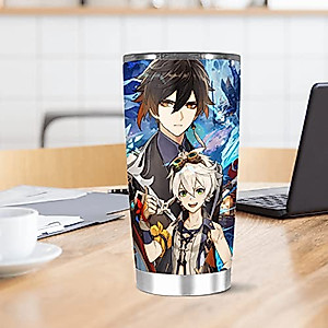 Tumbler Insulated Stainless Steel 20 oz genshin Cold impact Hot Coffee Tea Wine Iced Cup Mug Suit for Home Office Travel