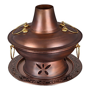 Chafing Dishes Beijing Hotpot, Electric Carbon Dual-use Copper Hotpot, Thickened Copper Mongolian Multi Person Hotpot, Charcoal Copper Hotpot, Suitable For Family Dinner And Outdoor Picnic ( Color : B
