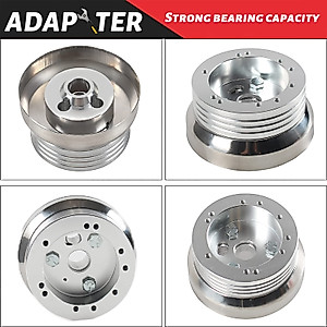 YIUIY 5 & 6 Hole Billet Steering Wheel Hub Adapter Silver