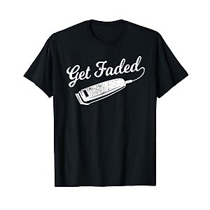 Vintage Distressed Barber T-Shirt - Get Faded Script Tail Te T-Shirt