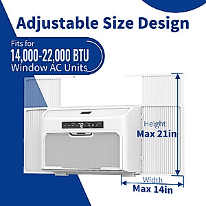 Wintcomfort Window Air Conditioner Side Panel with Adjustable Frame, Universal Window AC Accordion Filler Kit for Window AC Units 5000~14000 Btu, Window AC Insulation Side Panels with Frame