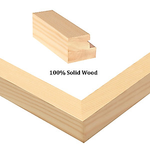 Egofine 16x20 Poster Frame Solid Wood Frame with Plexiglass Matted for 11x14/12x16 for Wall Mounting Hanging Picture Frame Vertically or Horizontally, Natural Wood