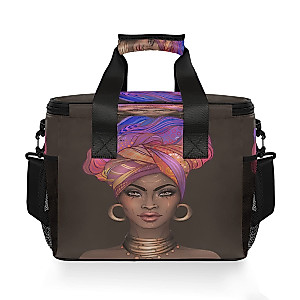 HMZXZ Large Cooler Lunch Bag African American Pretty Women 24-Can (15L) Insulated Lunch Box Soft Leakproof Cooler Cooling Tote Bag for Adult Men Women Camping, Picnic, BBQ