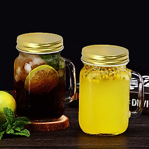 ZOEYES 50 pcs Regular Mouth Mason Canning Jar Lids, Reusable Metal Lids for Mason Jar, Leak Proof Secure Mason Storage Covers Caps (Gold)