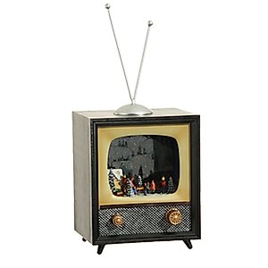 RAZ Imports Animated Holiday Musical Retro Television TV 10-in 3516162 (Black)