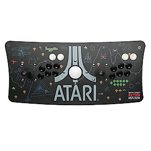 Atari Ultimate Arcade Fightstick USB Dual Joystick with Trackball 2 Player Game Controller Powered by Raspberry Pi 3B+ 1GB RAM 32GB Micro SD Card Preloaded Over 100 Classic Atari Games