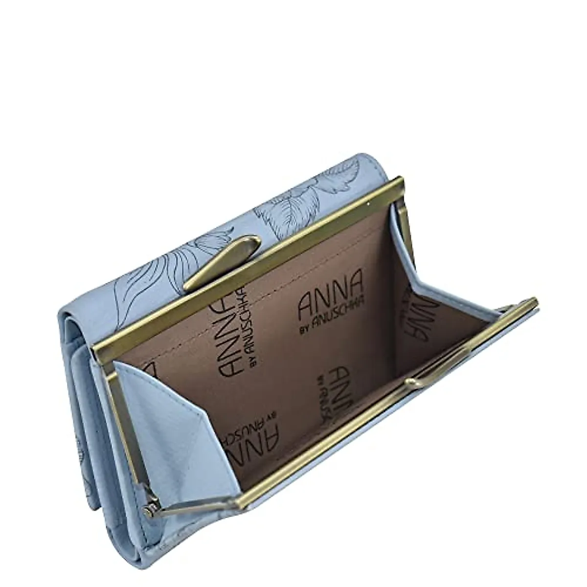 Anna by Anuschka Women's Ladies Three Fold Wallet, Butterfly Garden Blue