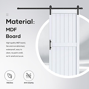 Finosen 36in x 84in White Barn Door Slab with 6.6FT Sliding Door Hardware Kit,Waterproof,Anti-Scratch,DIY Easy Assembly,Easy to Clean,H Frame