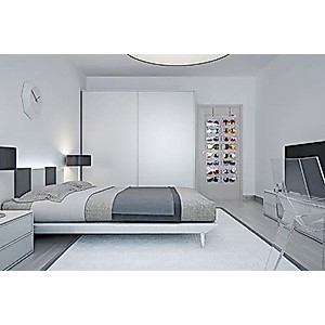 AROUY Sunglasses Organizer Storage, Hanging Dust Proof Wall Pocket Glasses Organizer - 16 Felt Slots Sunglass Organizer Holder with Metal Hook and Sturdy Rope (Gray, Dust Proof)