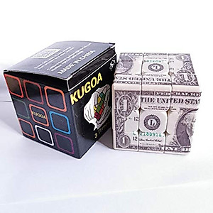 Speed Cube 3x3 One-Dollar Notes/Bill Back Pattern Magic Cube Puzzle,IQ Games Puzzles Relief Effect Kids Adult Toys,5.6cm/2.2"