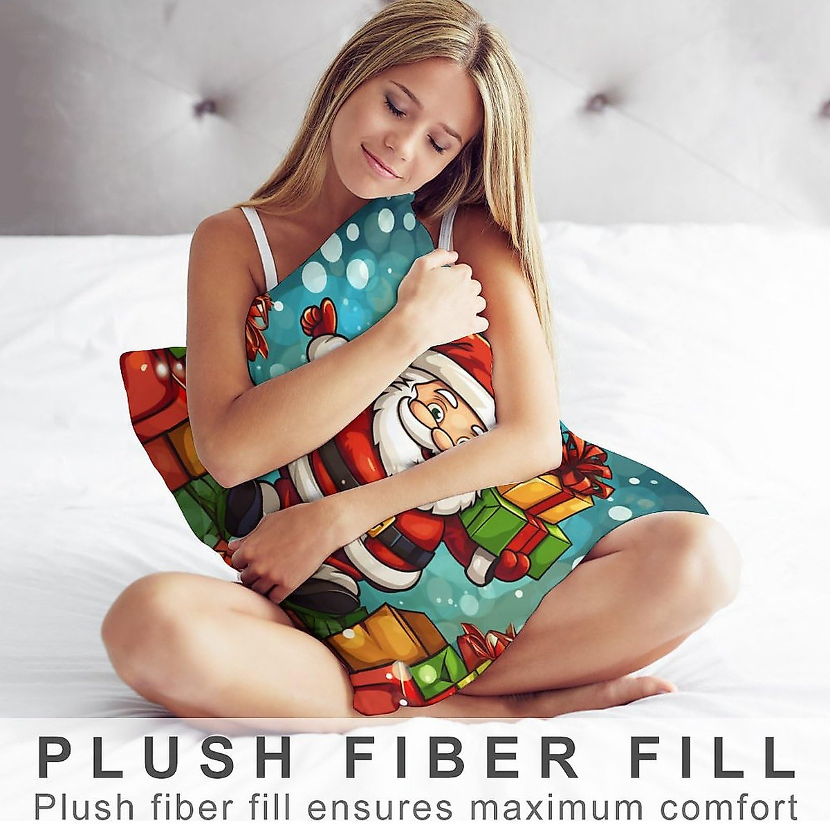 MaSiledy Funny Santa Claus Carrying Gifts Cushion Covers 16 "x24 Merry Christmas Winter Xmas Decorative Cushion Cover Pillowcase Zippered Pillow Case Couch Pillows for Sofa Bedroom Home Decorative