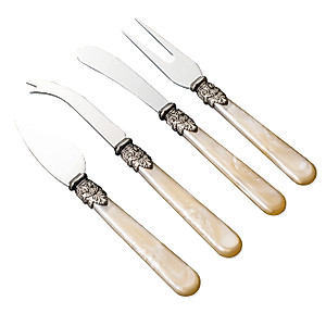 CATHYLIN 4-Pierce Cheese Knife Set For Charcuterie Board,Stainless Steel Cheese Knife Set With Acrylic Handle (Champagne,Gift Ready)