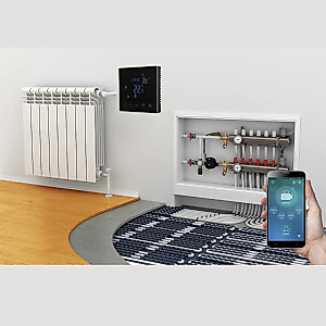 Wengart® WiFi Smart Thermostat WG603,Heat Only AC90-240V Max3A 2.4GHz Wi-Fi APP TUYA for Radiant Floor Heating,Compatible with Alexa Echo/Google Home Black