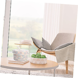 Angoily 1pc Grocery Basket Small Skincare Organizer Storage Baskets with Lid Nursery Woven Basket Woven Rope Shelf Basket Rattan Flower Basket White Oversized Hanging Basket Cotton Rope