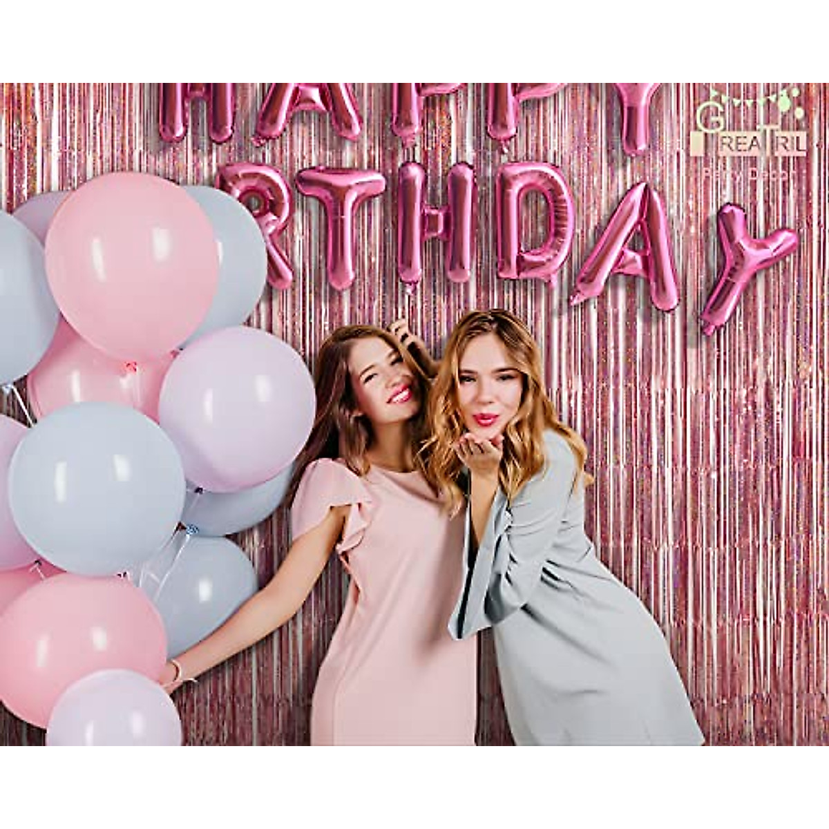 Rose Gold Tinsel Party Backdrop Glitter - GREATRIL Foil Fringe Curtain Party Decor Photo Booth Backdrop for Birthday Theme Party Decorations - 1m x 2.5m - Pack of 2