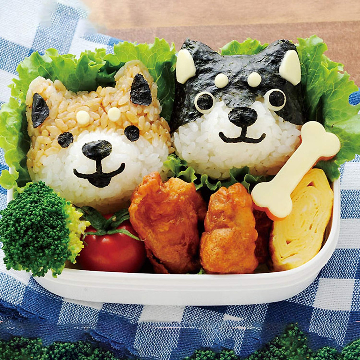 Rice Ball Molds for Kids Cute Dog Pattern Sushi Mold Rice Shaper Onigiri Mold Bento Accessories DIY Kitchen Tools with Nori Seaweed Punch Cutter