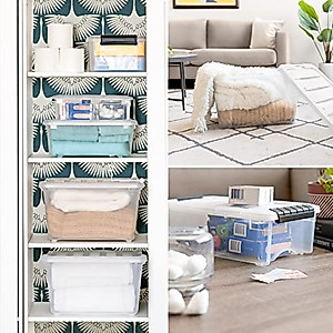 IRIS USA 72 Qt. Plastic Storage Container Bin with Secure Lid and Latching Buckles, 4 pack - Clear, Durable Stackable Nestable Organizing Tote Tub Box Sports General Organization Garage Large