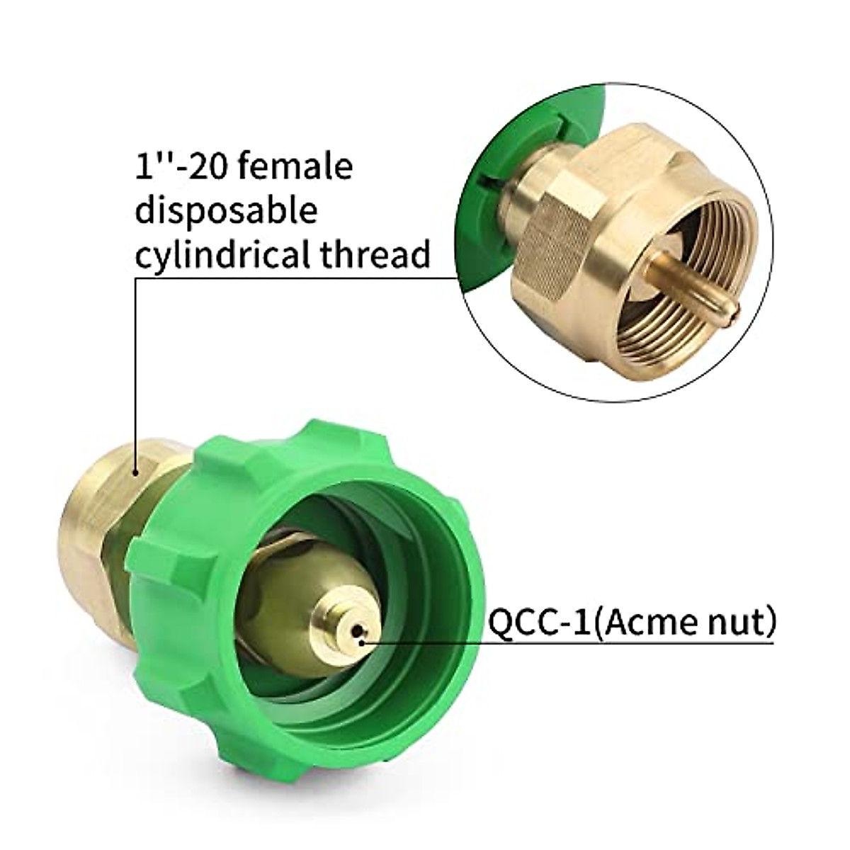 SILATU Propane Refill Adapter - LP Gas Cylinder Tank Coupler to 1LB Throwaway Disposable Propane Bottle, Green