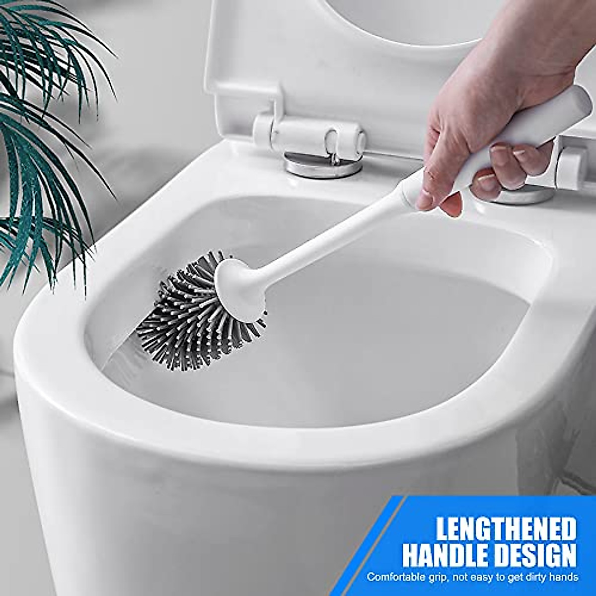 VMVN Toilet Bowl Brush and Holder,Compact Toilet Cleaner Brush Set for Bathroom Deep Cleaning,Silicone Bristles Toilet Scrubber,Floor Standing