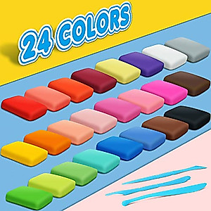 Magic Clay - Air Dry Clay 24 Colors, Modeling Clay for Kids with Tools, Soft & Ultra Light, Toys Gifts for Age 3 4 5 6 7 8+ Years Old Boys Girls Kids